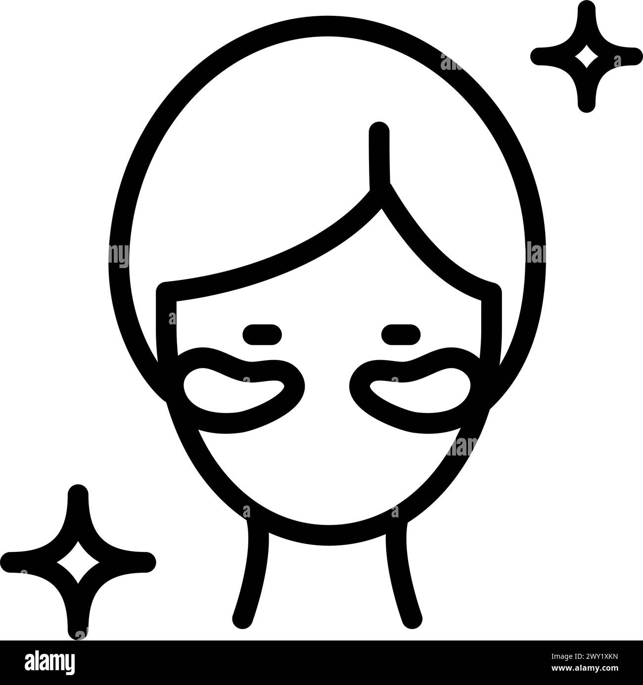 Girl face with patches line icon. Beauty procedure concept, applying ...