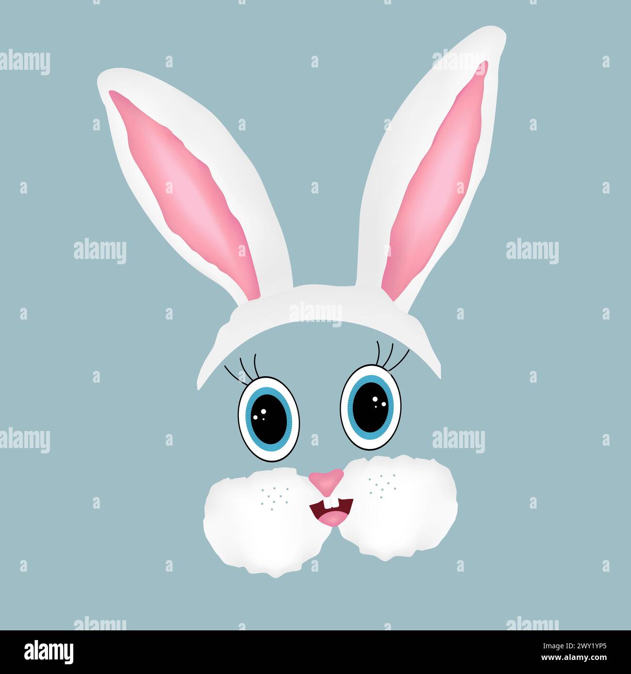 Easter bunny face on gray background. Vector color drawing Stock Vector ...