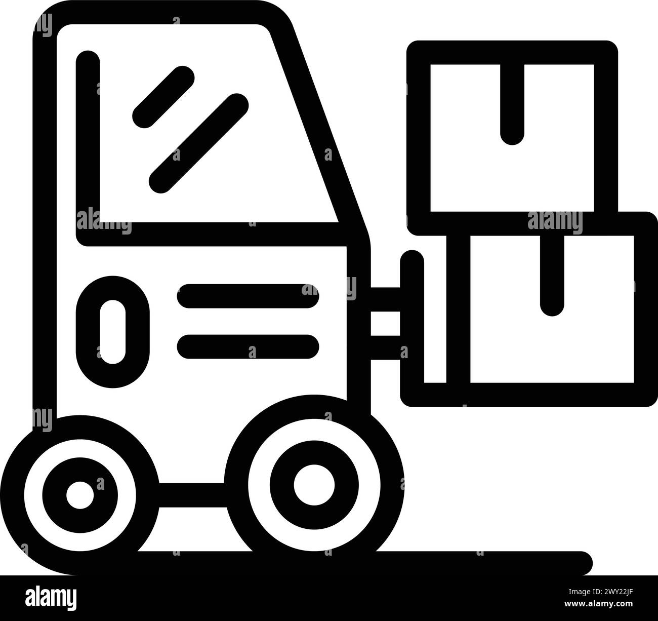 Warehouse forklift icon outline vector. Storage shipping boxes ...