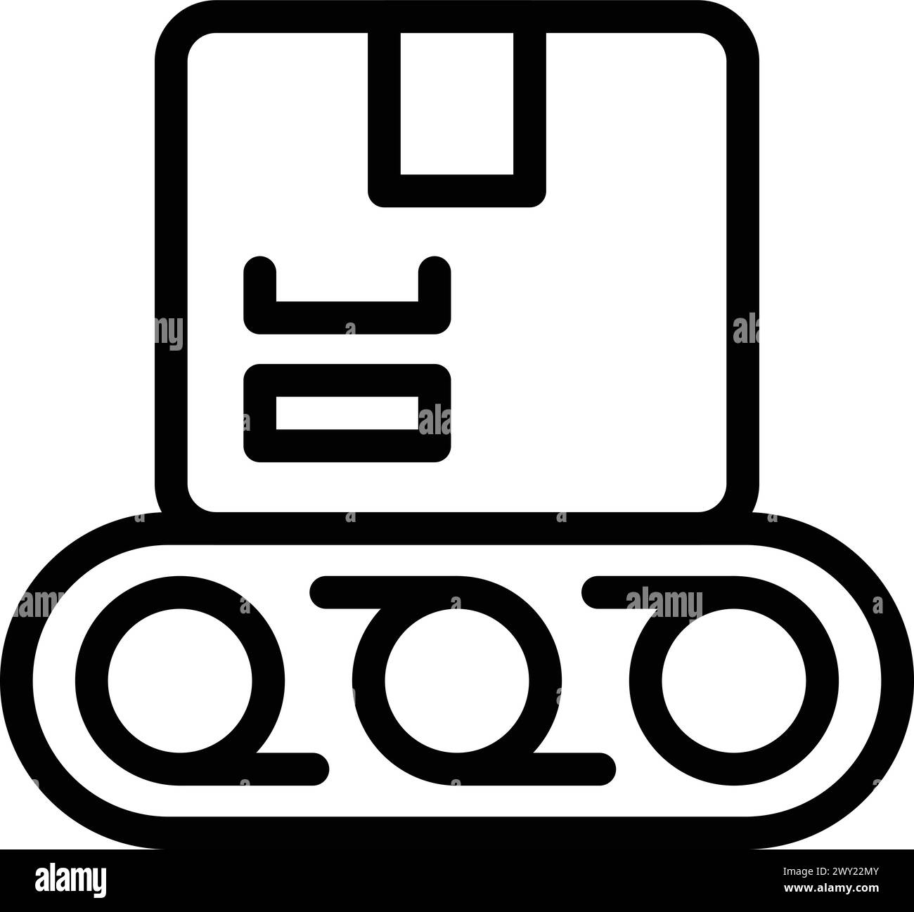 Parcel on conveyor belt icon outline vector. Logistics distribution ...