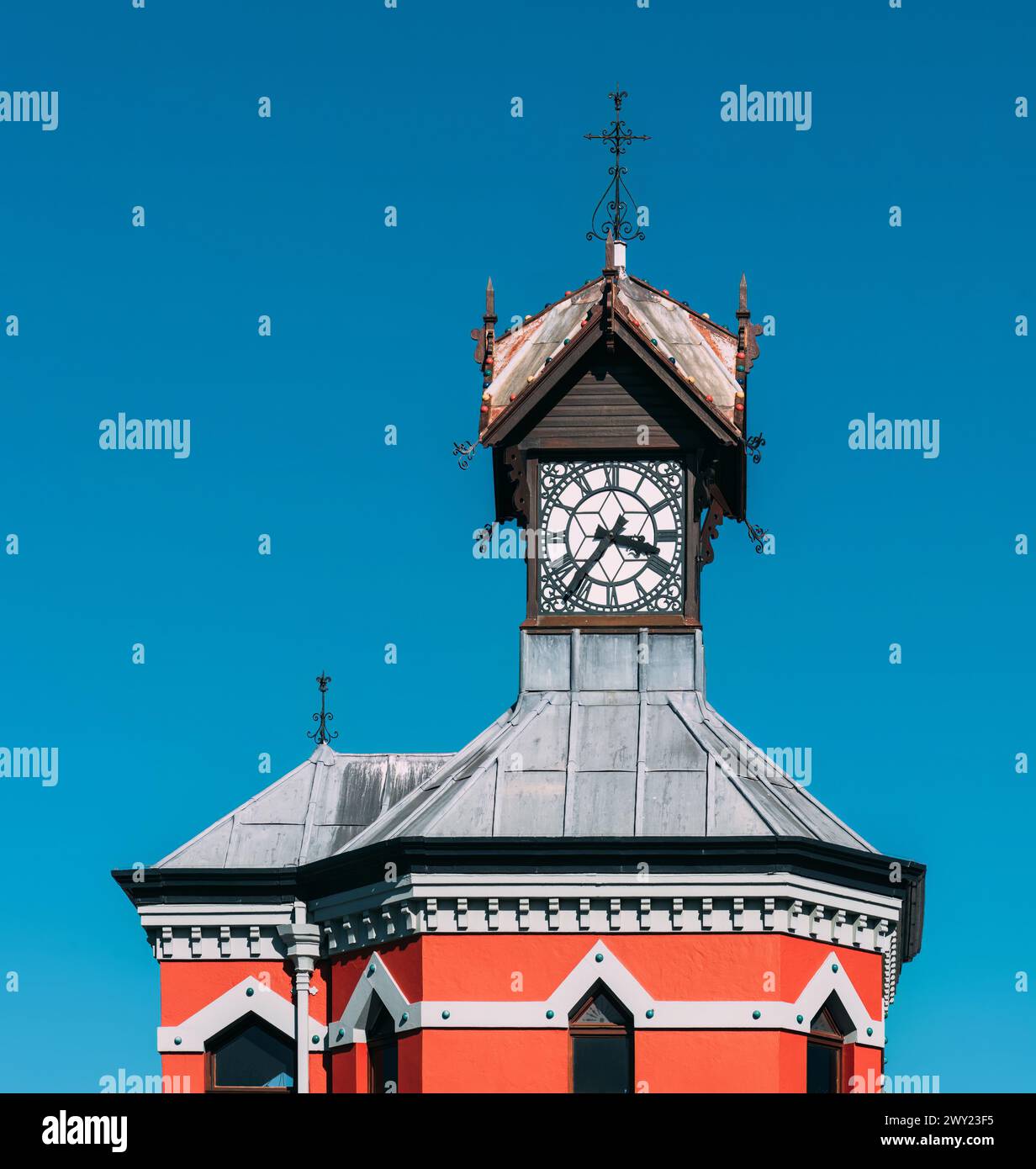 Cape Town, South Africa - April 2, 2024: Top part of red Victorian ...