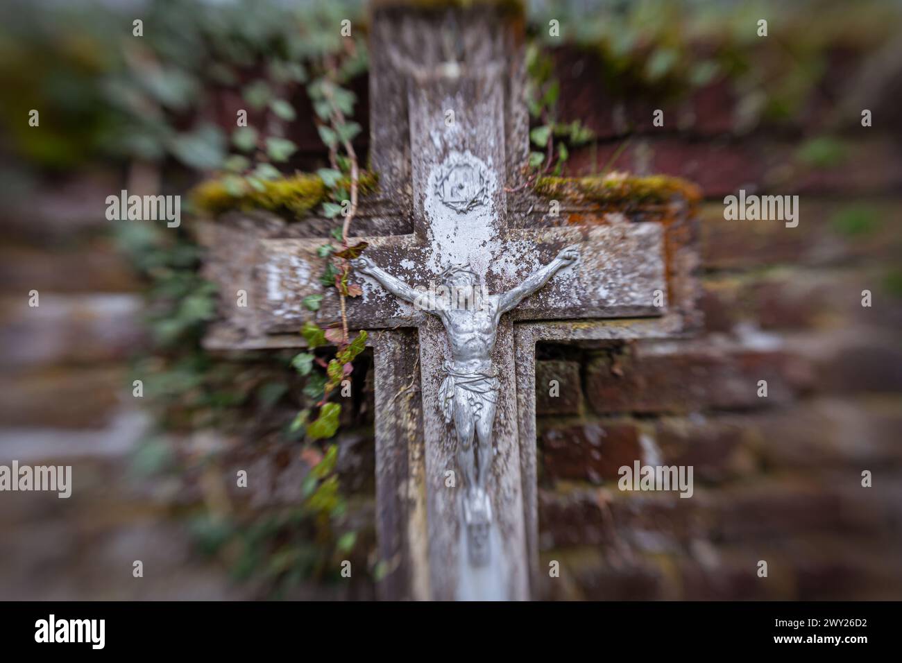 French cemetery, Jesus Christ on the cross Stock Photo - Alamy