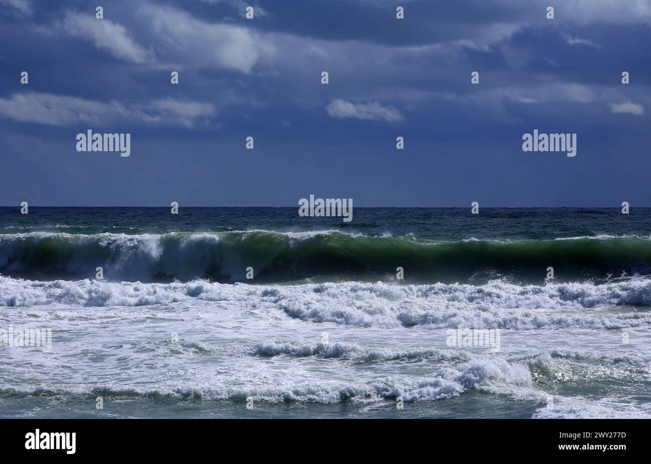 Portugal. Lisbon's Sunshine Coast Cascais. Stormy Atlantic Ocean viewed ...
