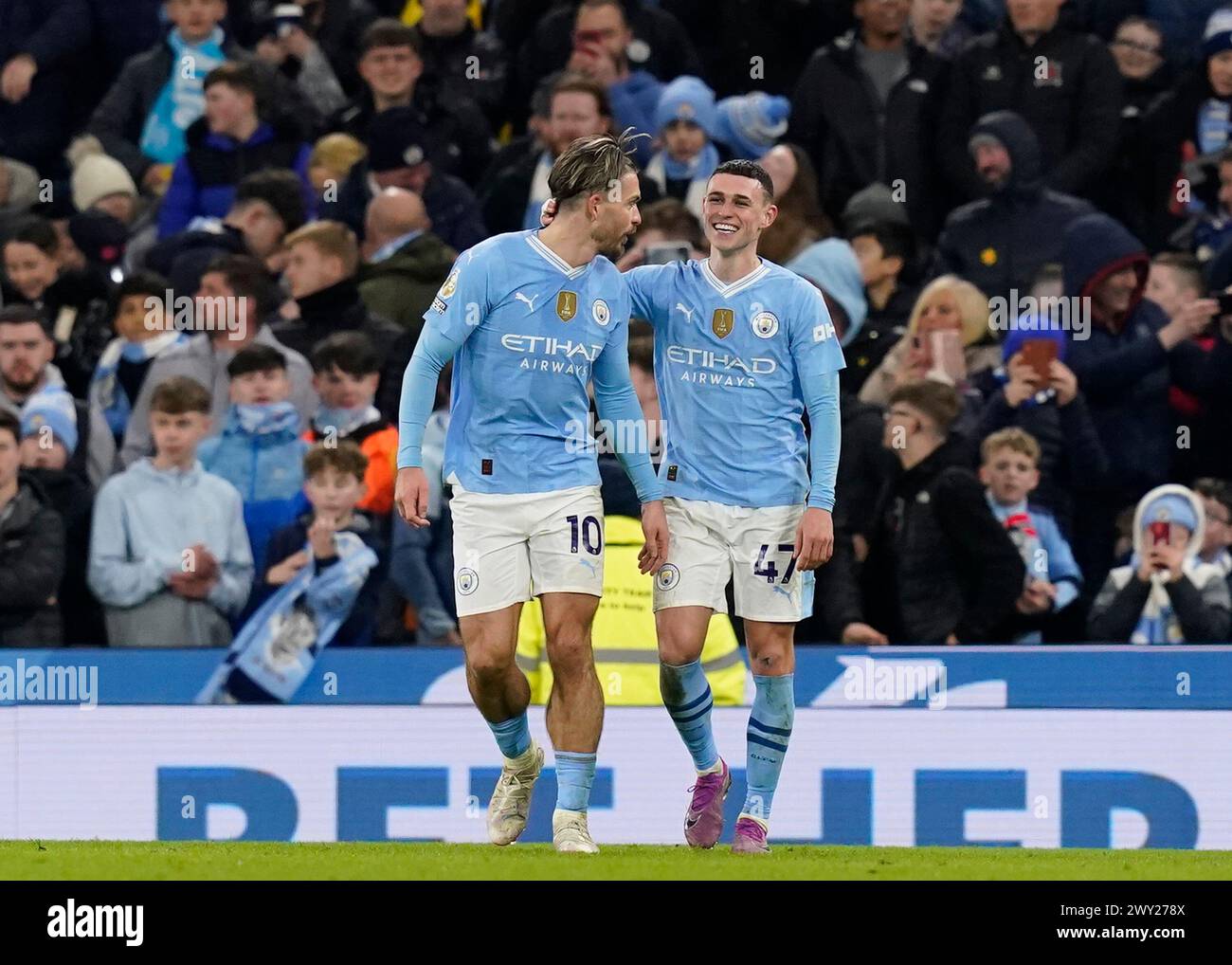 Manchester, UK. 3rd Apr, 2024. Jack Grealish of Manchester City ...