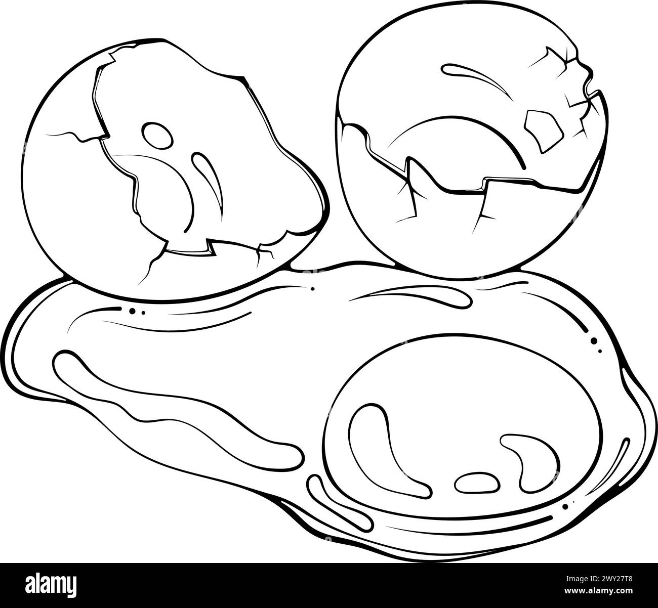 Broken egg with shells line art Stock Vector Image & Art - Alamy