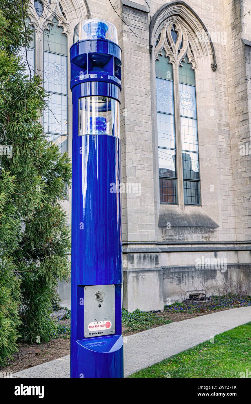 Blue emergency call station, Yale University, New Haven, Connecticut ...