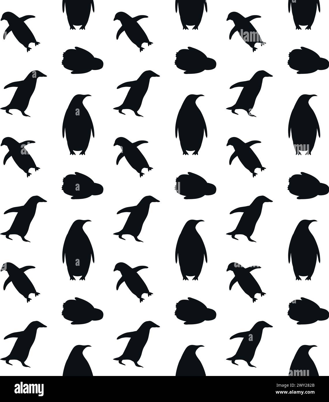 Vector seamless pattern of penguin silhouette Stock Vector Image & Art ...
