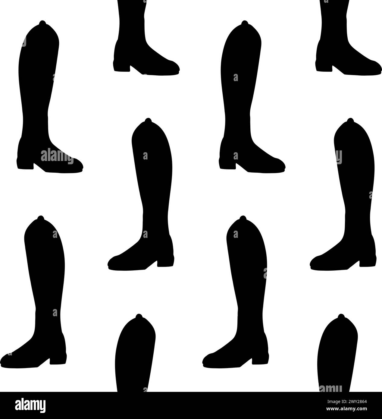 Vector seamless pattern of hand drawn horse riding boot silhouette ...