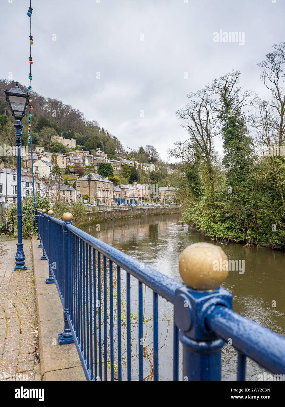 The promenade at Matlock Bath in Derbyshire pictured along the banks of ...