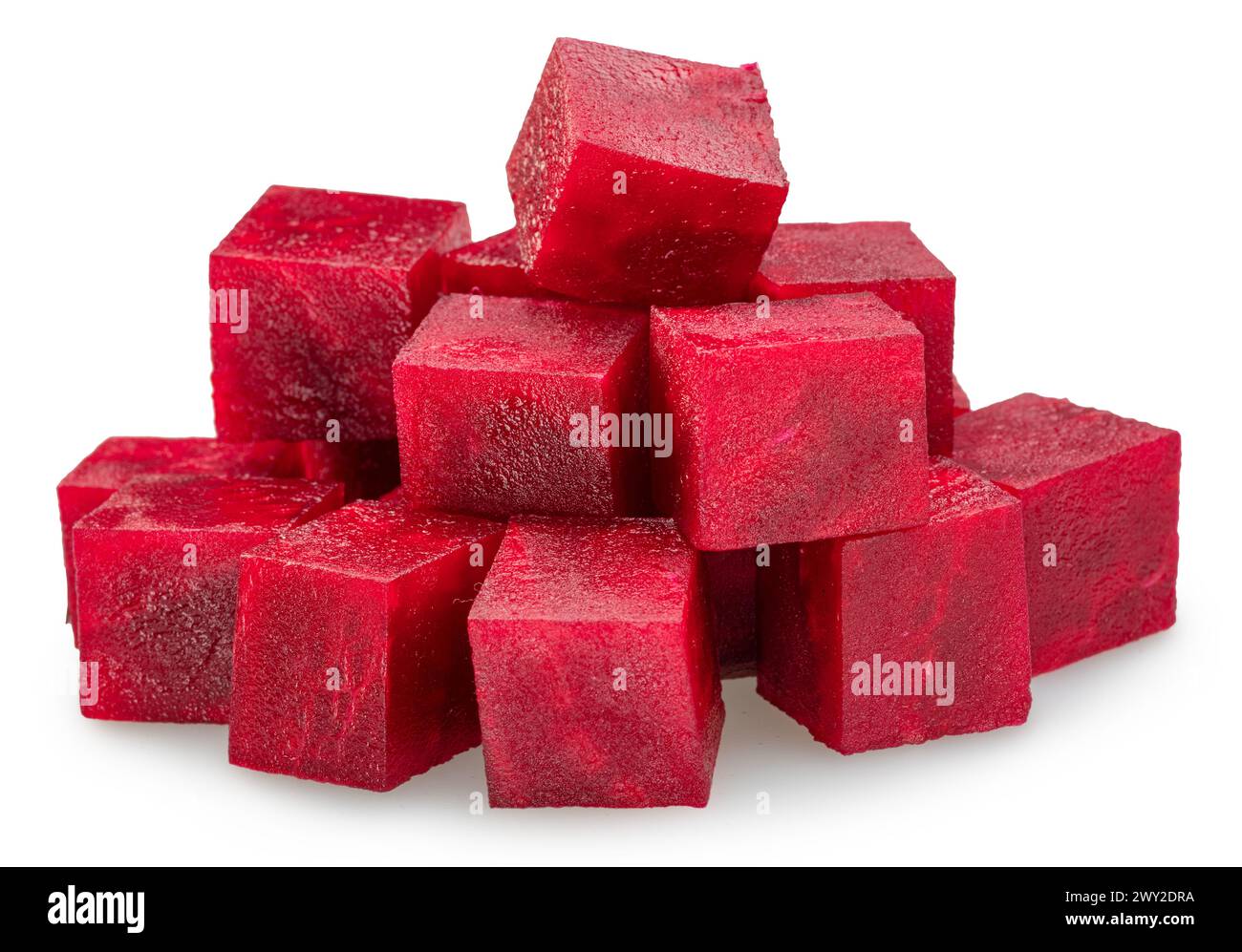 Raw red beetroot cubes isolated on white background. Clipping path ...