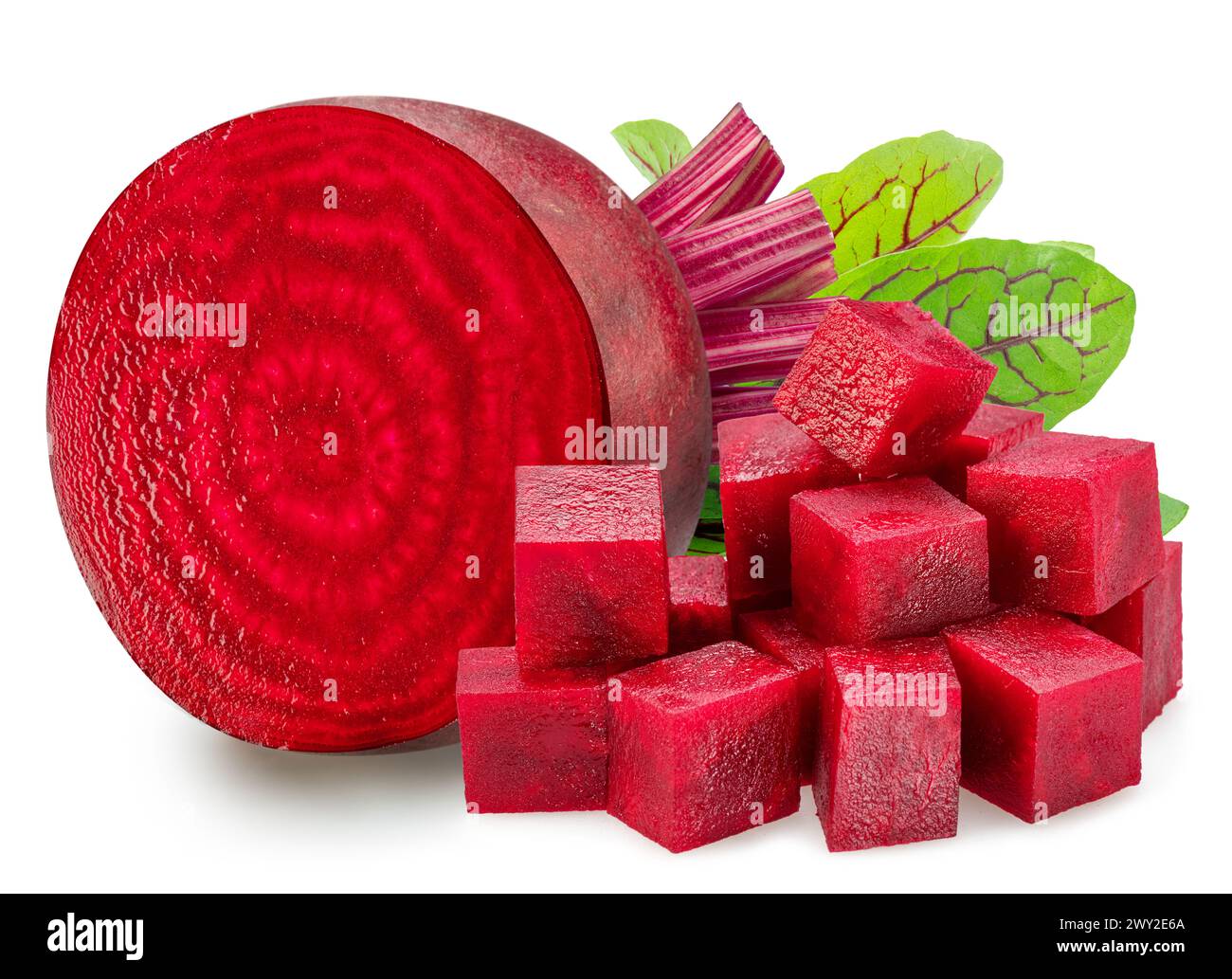 Red beetroot cross section and pieces of beetroot isolated on white ...