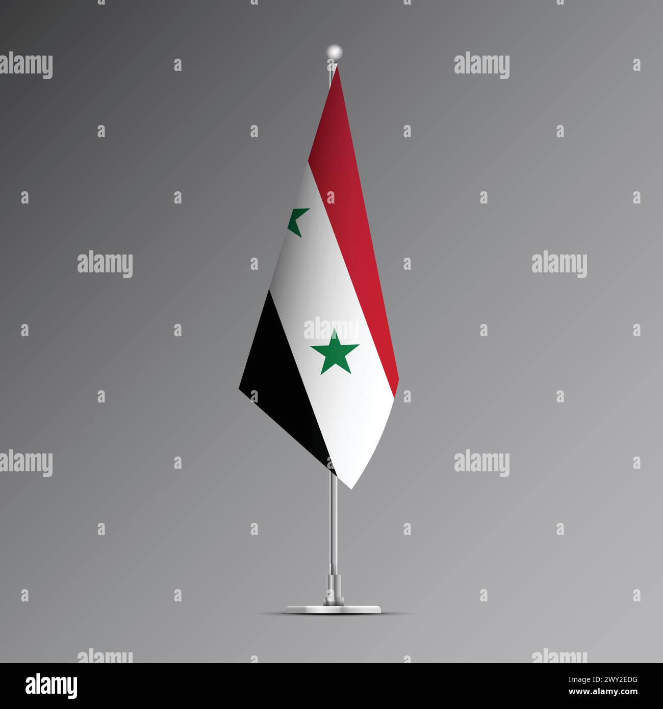 3D realistic flag of Syria on steel pole Stock Vector Image & Art - Alamy