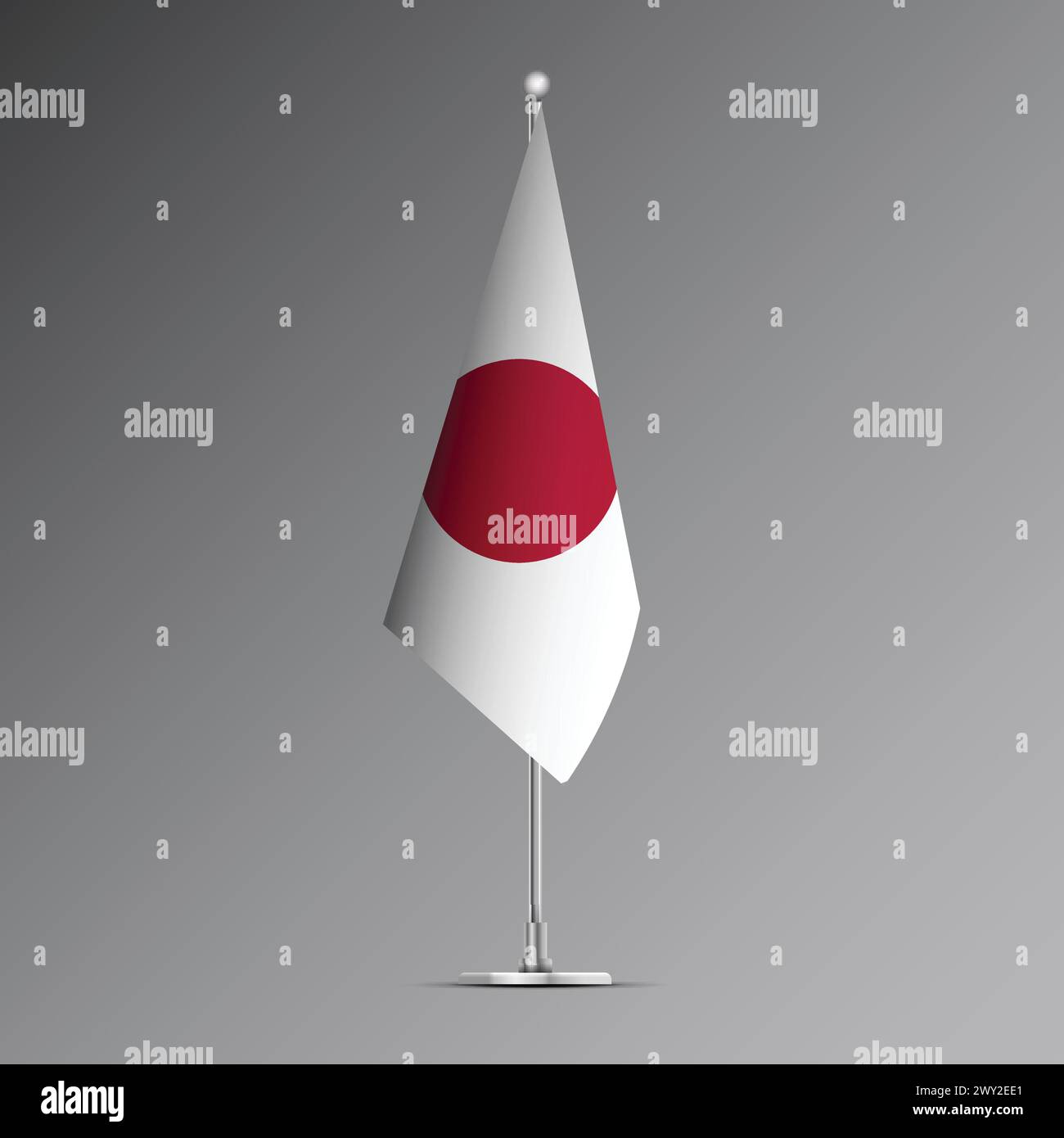 3D realistic flag of Japan on steel pole Stock Vector Image & Art - Alamy