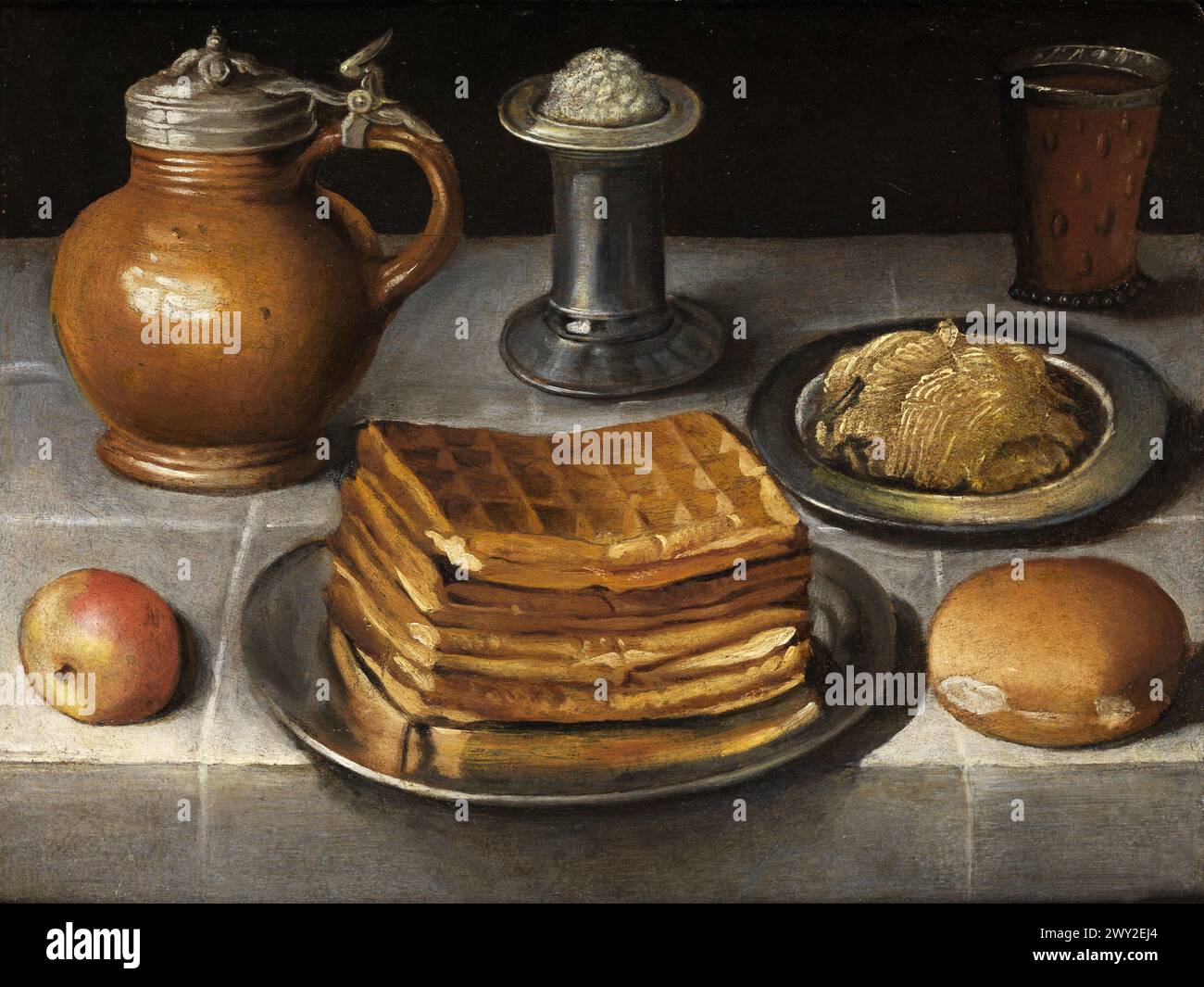 Still Life with waffles Circle of Georg Flegel Stock Photo - Alamy