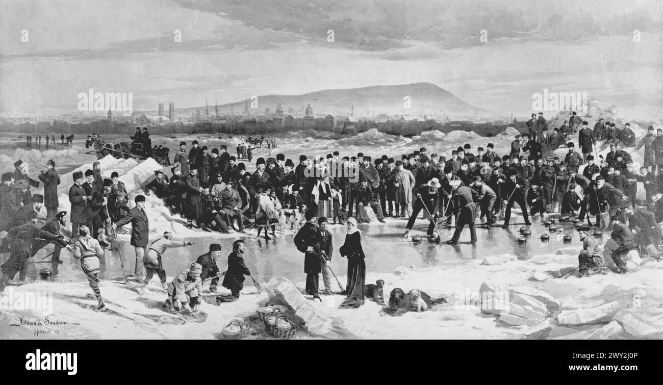 Vintage Montreal Photograph circa 1870s. Curling outdoors on the St ...