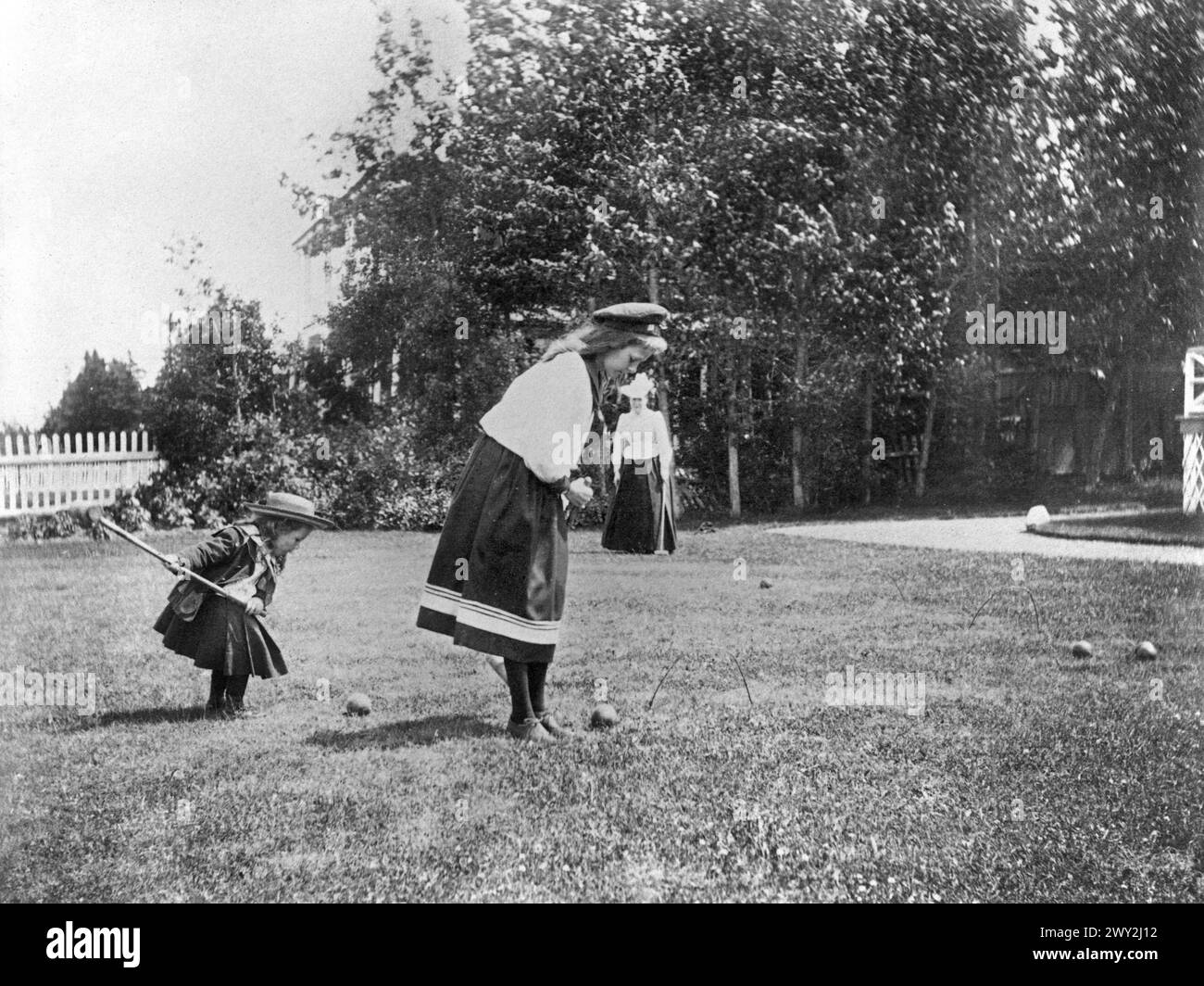 Vintage Montreal Photograph circa 1890s. Young girls playing crocket ...
