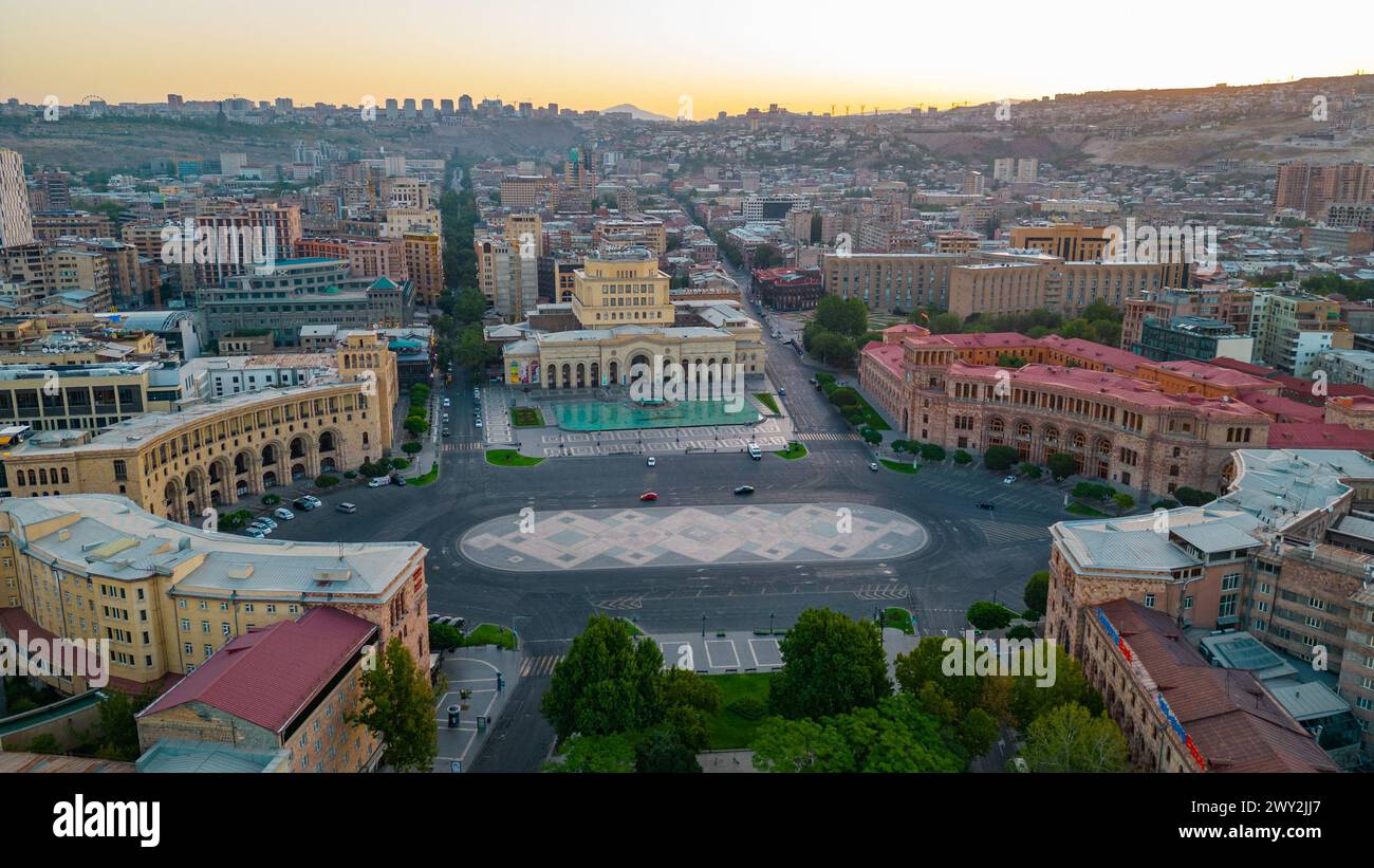Panorama view of the Republic square in Yerevan, Armenia Stock Photo ...