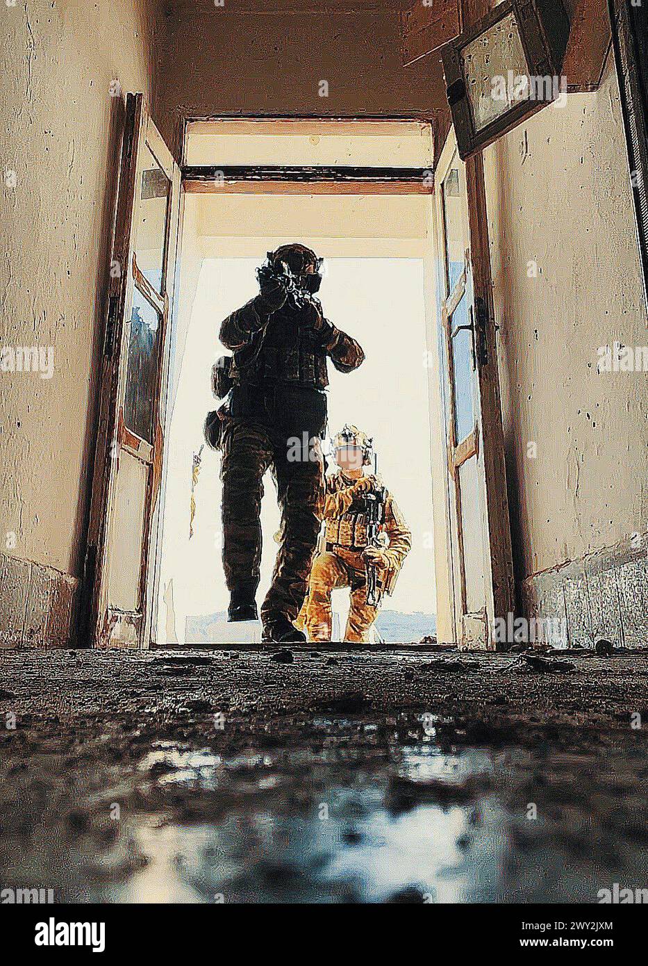 Greek special operations forces soldiers clear a building during Trojan ...
