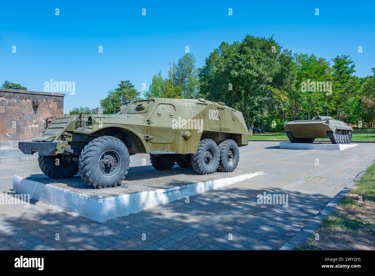 Old tank at the Mother Armenia Monument in Armenian capital Yerevan ...