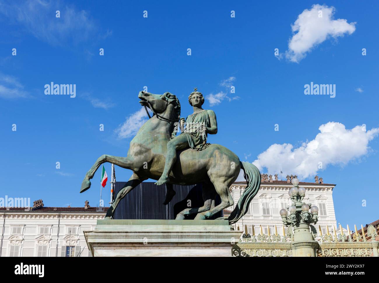 Turin, Piedmont, Italy - April 1, 2024: Equestrian statue of Pollux ...