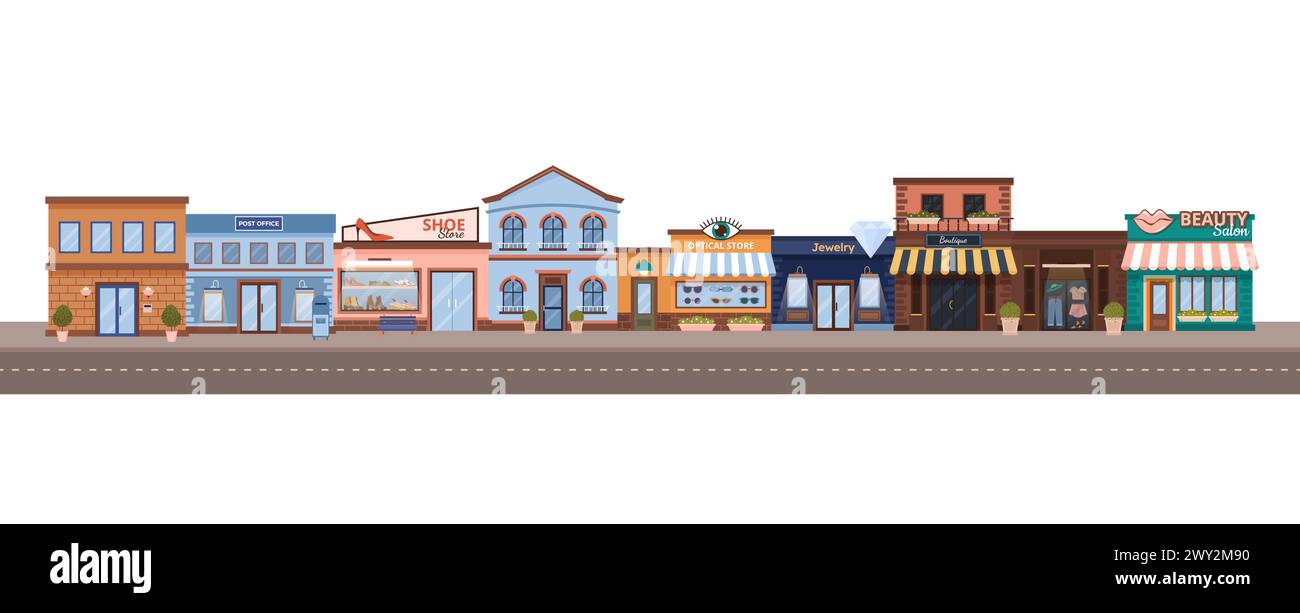 Cityscape with flat urban buildings. Horizontal banner Stock Vector ...