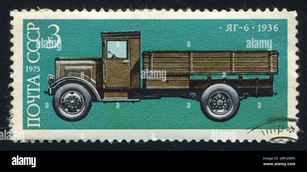 RUSSIA - CIRCA 1975: stamp printed by Russia, shows 5-ton truck, YAG-6 ...
