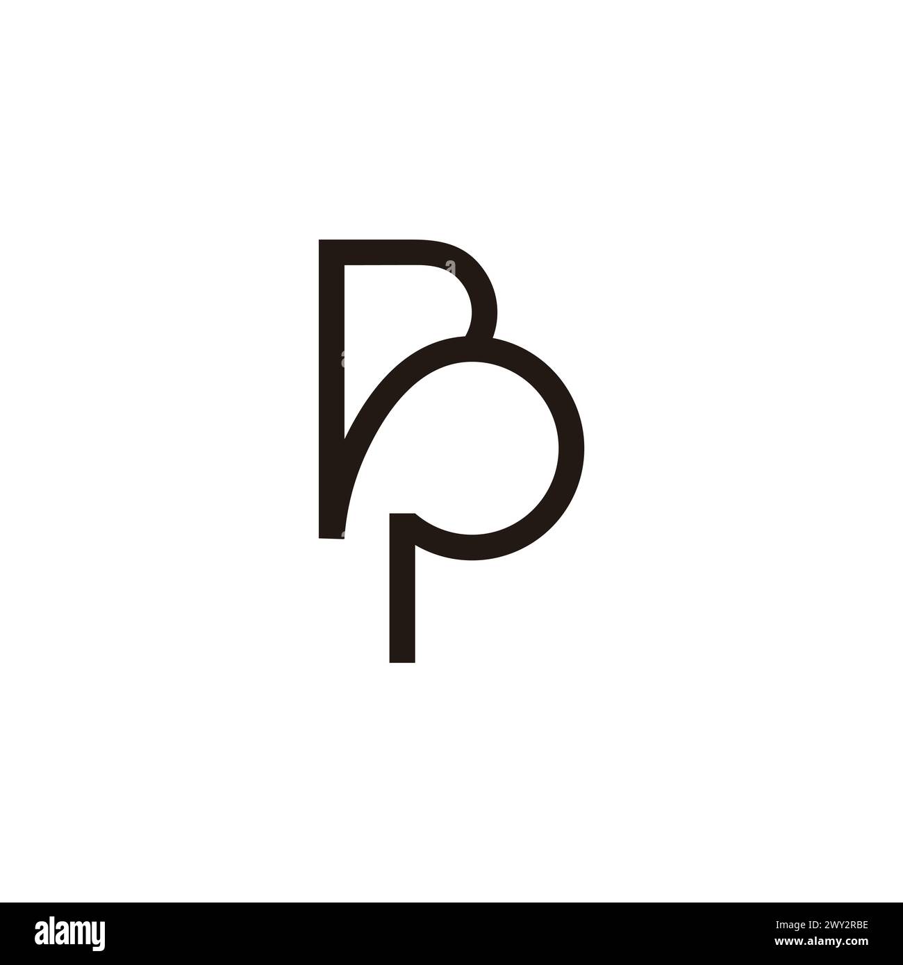 letter pb monoline simple geometric logo vector Stock Vector Image ...
