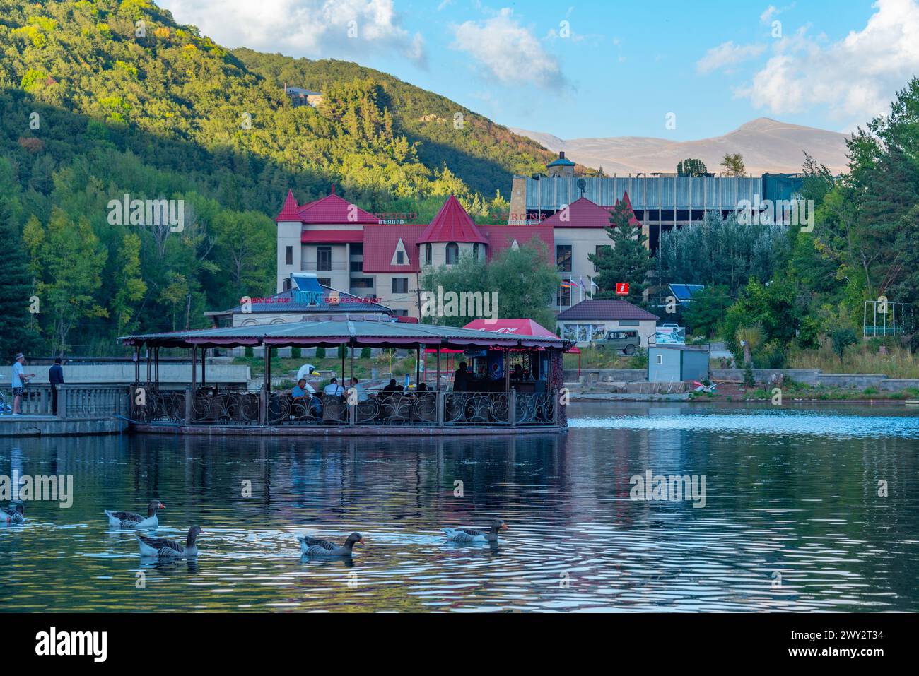 Lakeside promenade in Armenian spa town Jermuk Stock Photo - Alamy
