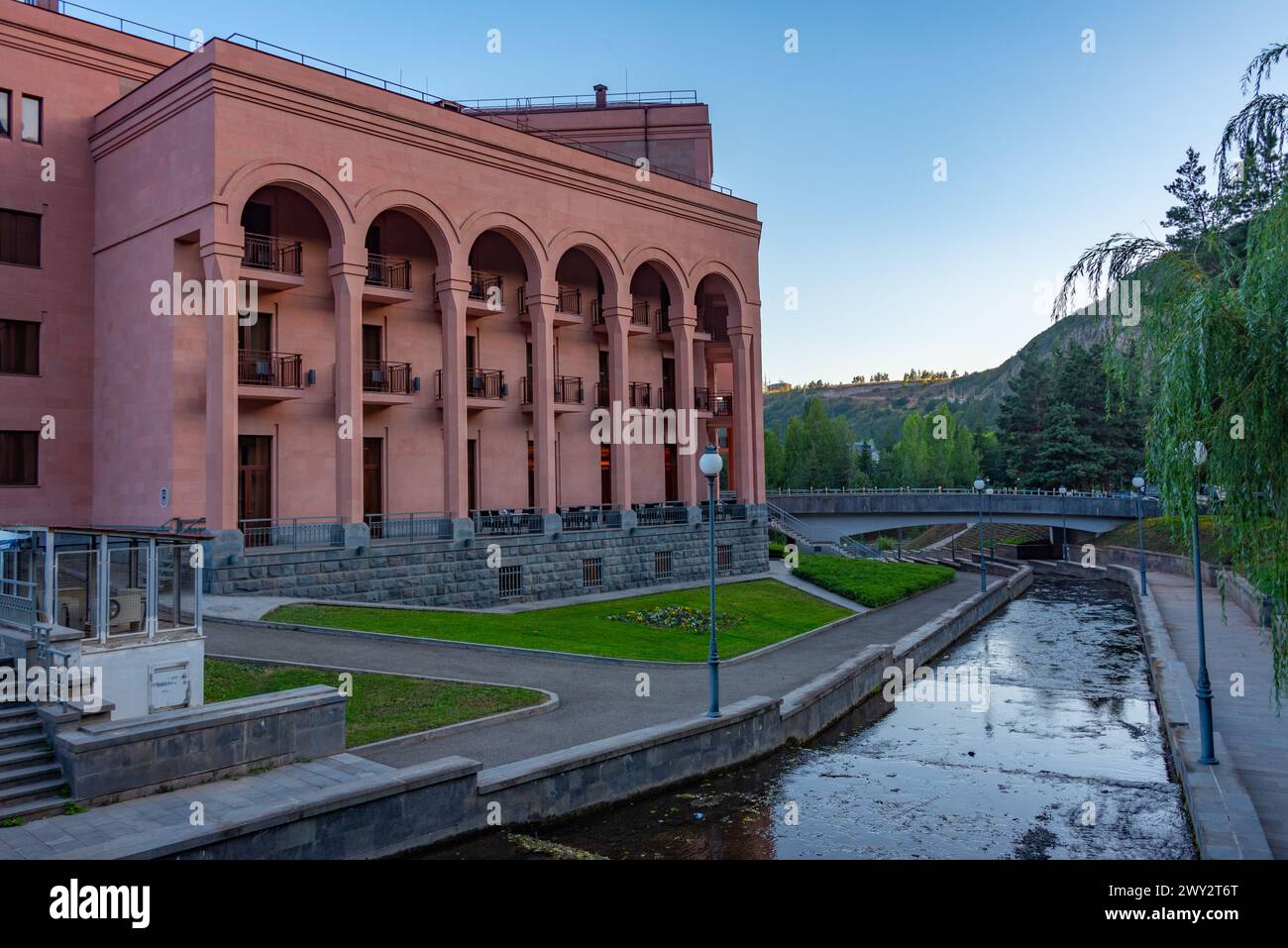 Tourist hotels at Armenian spa town Jermuk Stock Photo - Alamy