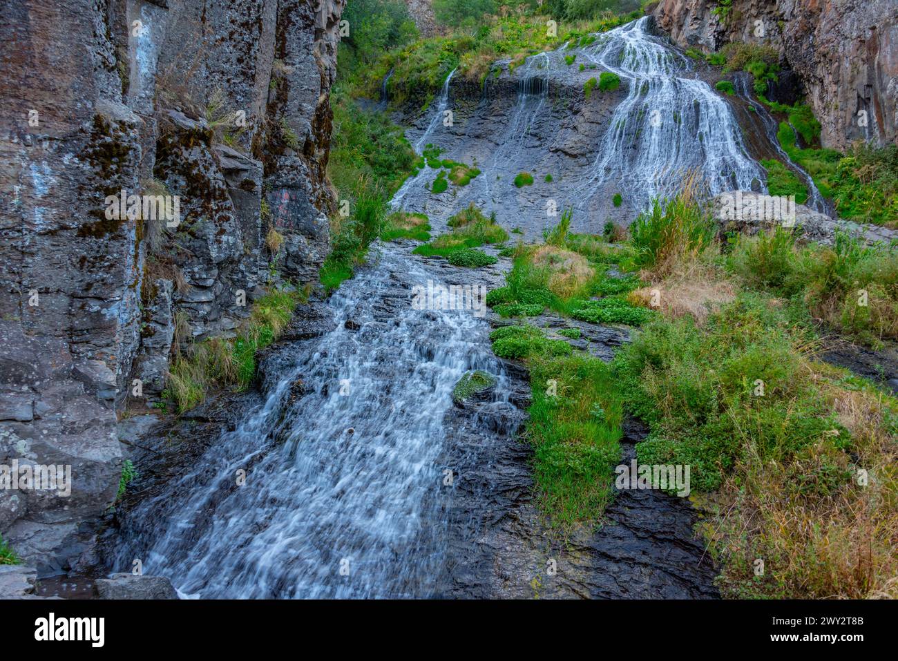 Sunset view of Jermuk Waterfall in Armenia Stock Photo - Alamy