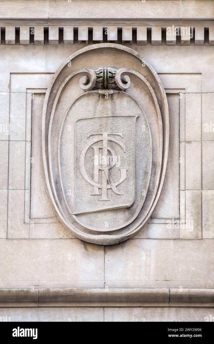 Stone carving decoration in facade of Union Station, Toronto, Canada ...