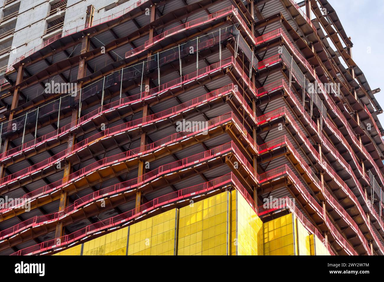 Construction site and frame of a new skyscraper building in downtown ...