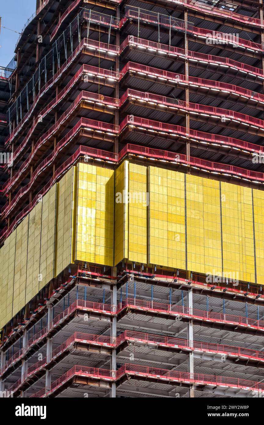 Construction site and frame of a new skyscraper building in downtown ...