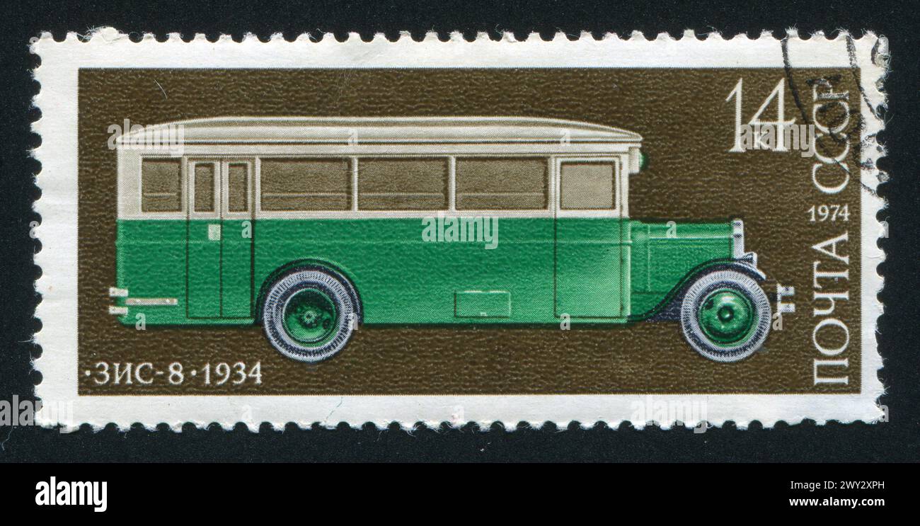 RUSSIA - CIRCA 1974: stamp printed by Russia, shows Zis 8 bus, 1934 ...