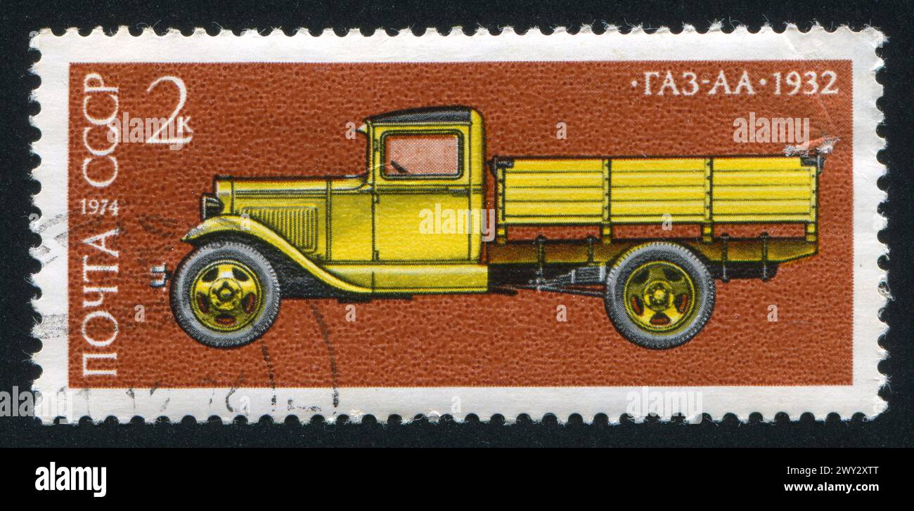 RUSSIA - CIRCA 1974: stamp printed by Russia, shows GAZ AA truck, 1932 ...