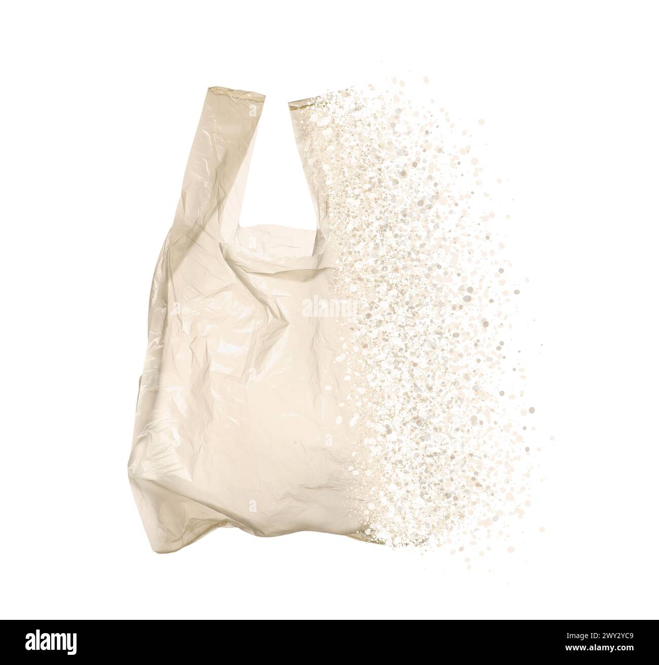 Transparent disposable bag vanishing on white background. Plastic ...