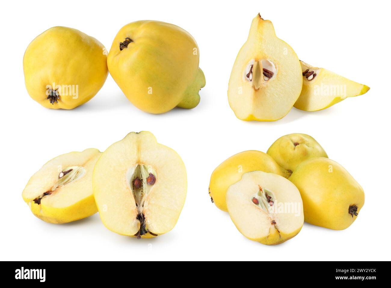 Fresh ripe quince fruits isolated on white, set Stock Photo - Alamy