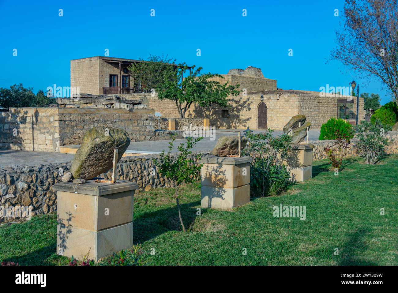 Historical buildings at Qala Ethnographic Complex in Azerbaijan Stock ...