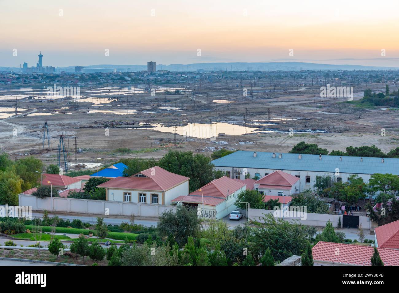 Panorama view of oil fields at Baku, Azerbaijan Stock Photo - Alamy