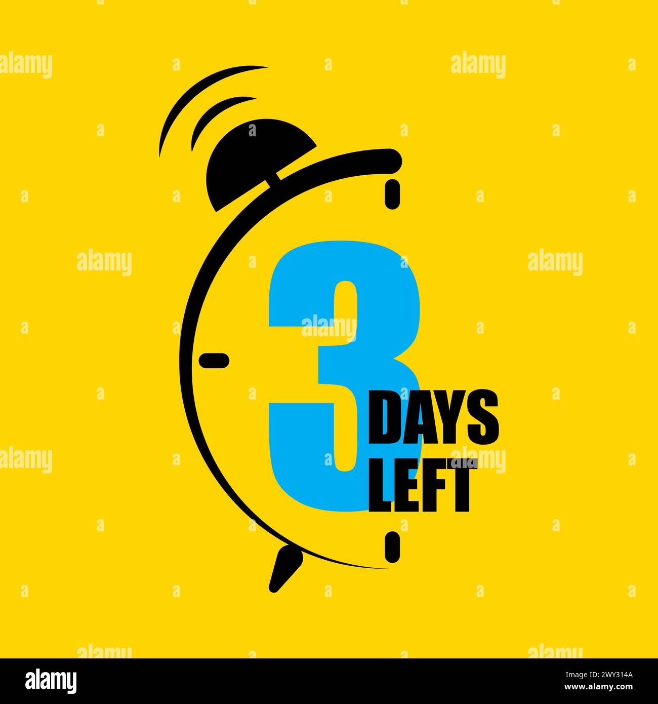 Countdown timer 3 days icon. Three days left notice. Imminent deadline alarm. Urgency time ...