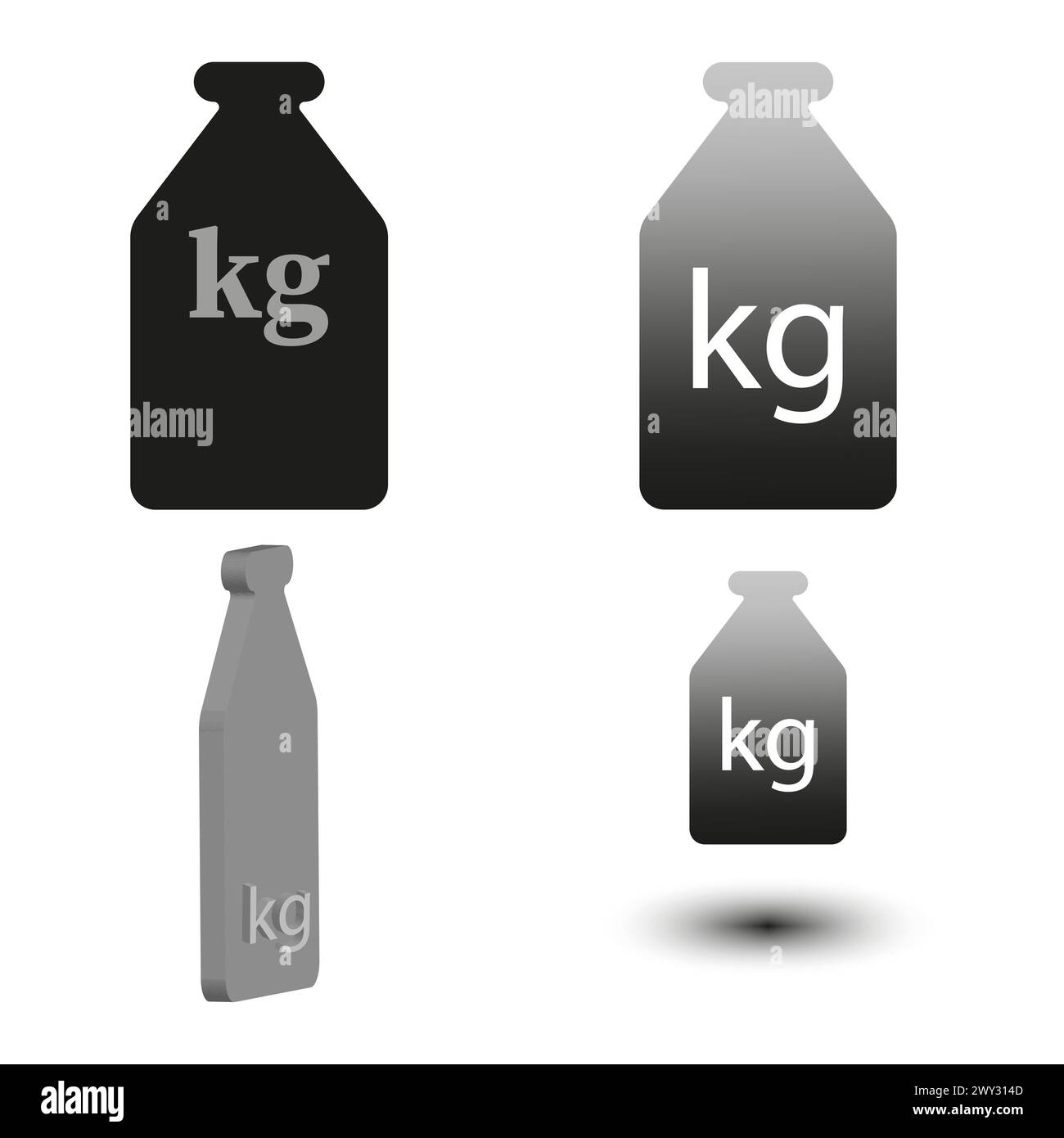 Weight Icons. Kilogram measurement, weights set in different styles ...