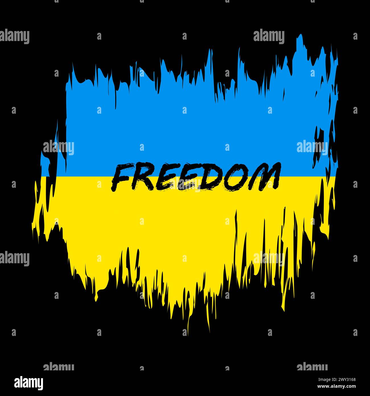 Grunge style Ukrainian flag with the word FREEDOM. Symbol of ...