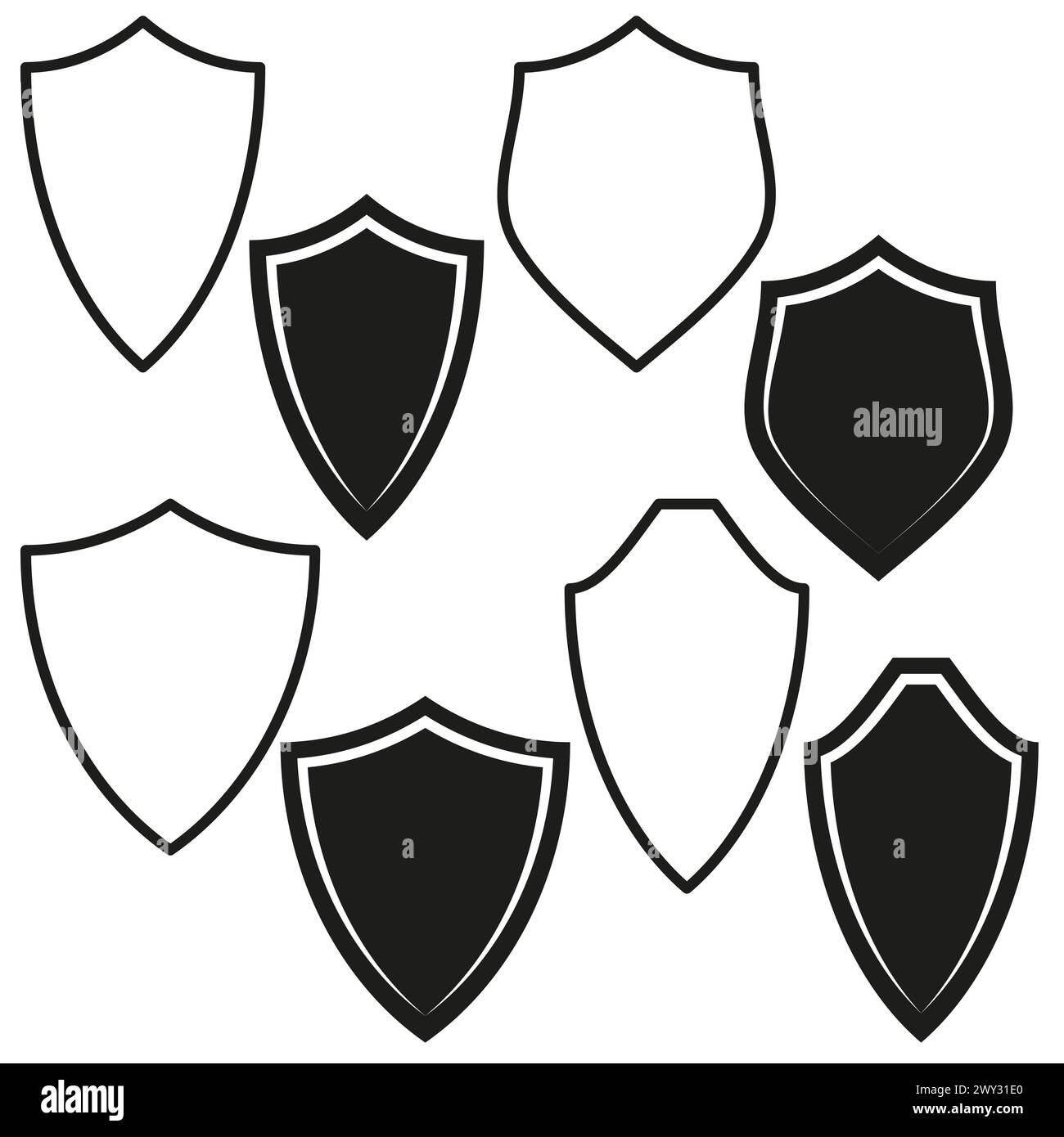 Shield Silhouettes Icon Set. Security and protection vector ...
