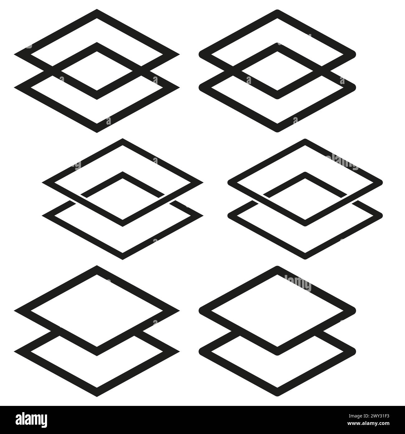 Geometric Layers Icon Set. Abstract design elements vector illustration. EPS 10 Stock Vector ...