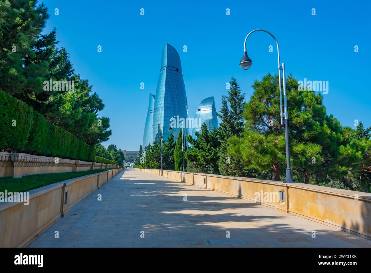 Flame towers during a sunny day in Baku, Azerbaijan Stock Photo - Alamy