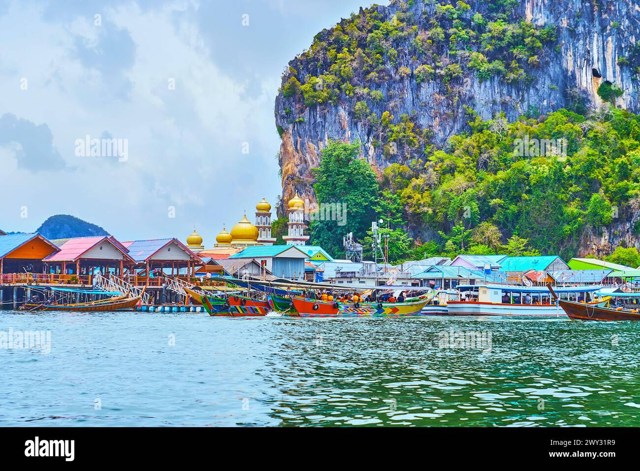 The boat trip along the shore of Ko Panyi (Koh Panyee) floating village ...