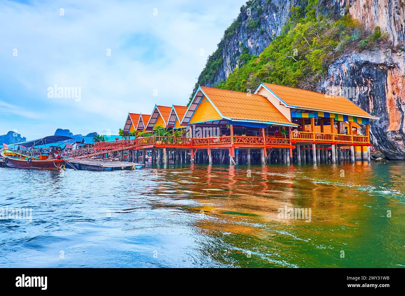 The seascape with stilt houses of Ko Panyi floating Muslim village ...