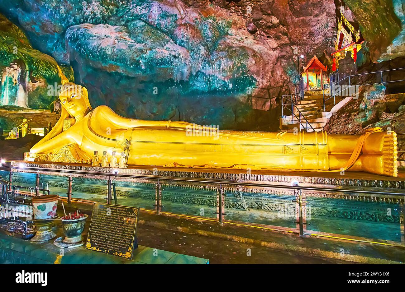 PHANG NGA, THAILAND - APRIL, 28: Impressive statue of Reclining Buddha ...