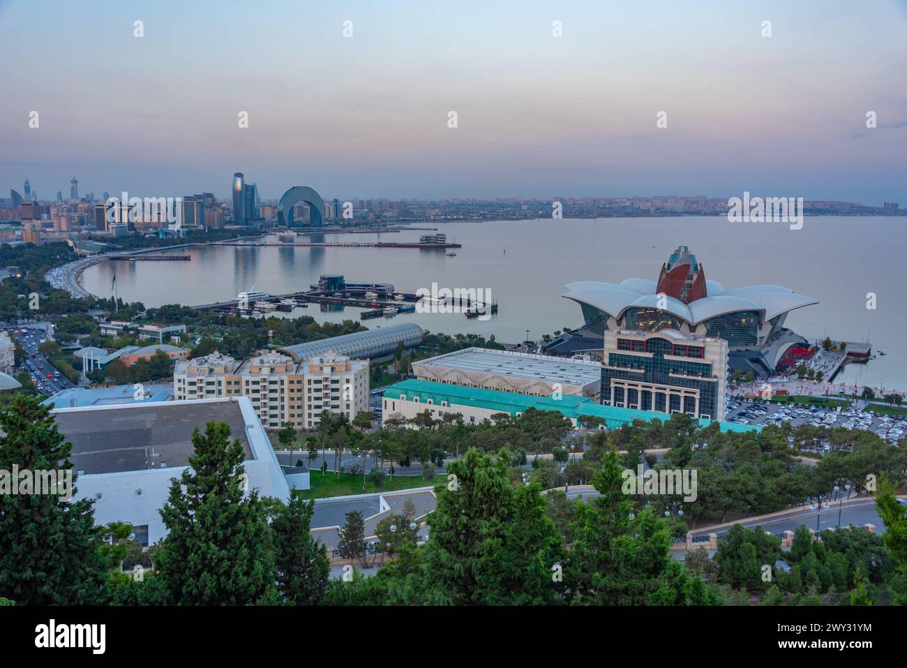 Panorama view of Baku during sunset in Azerbaijan Stock Photo - Alamy