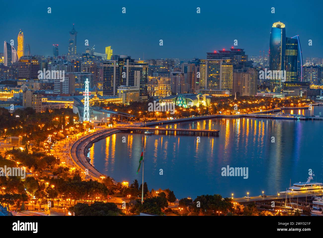Sunset view of cityscape of Baku in Azerbaijan Stock Photo - Alamy